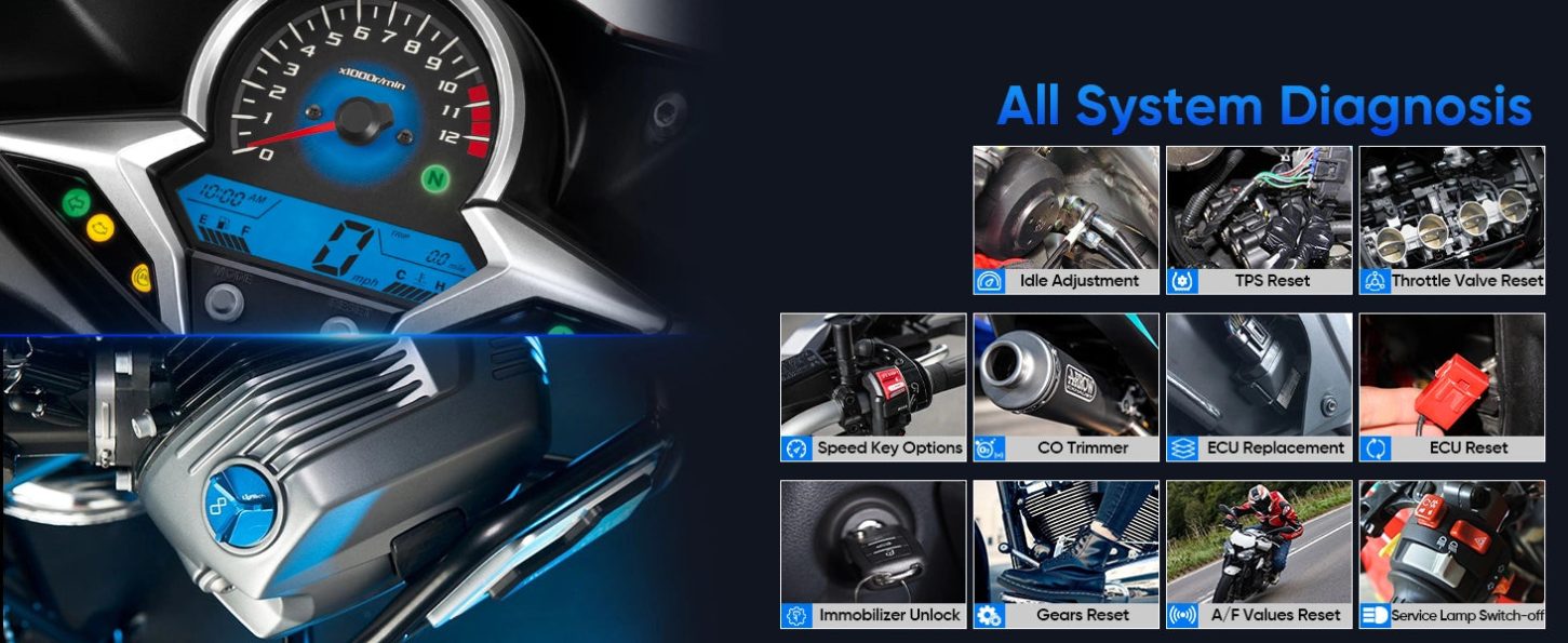 ANCEL MT700: Motorcycle Full System Diagnostic Tool OBD2 Scanner ...